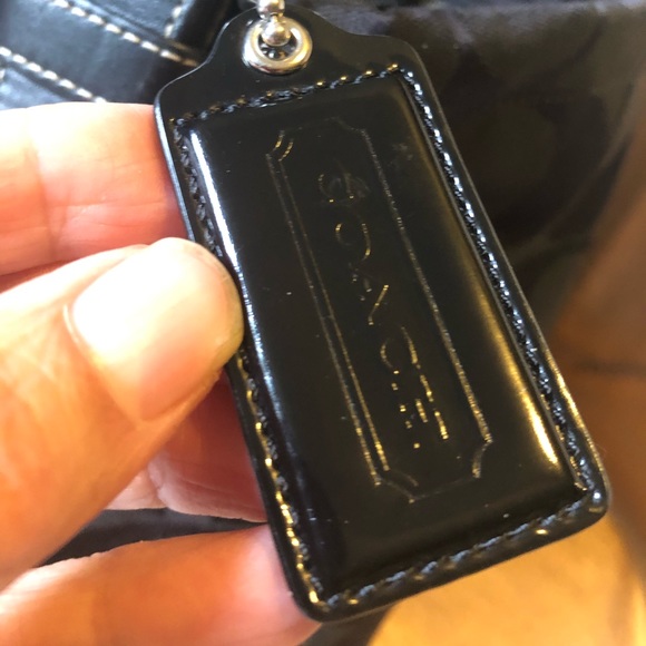 Coach | Bags | Coach Signature Icon Bag Black Leather Nylon Euc | Poshmark